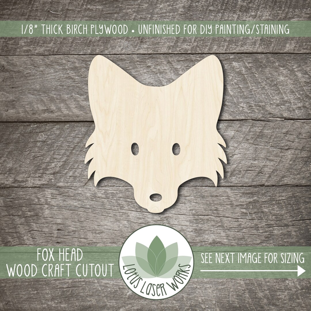 Fox Head Wood Cutout, Unfinished Wooden Craft Shapes for DIY Projects ...
