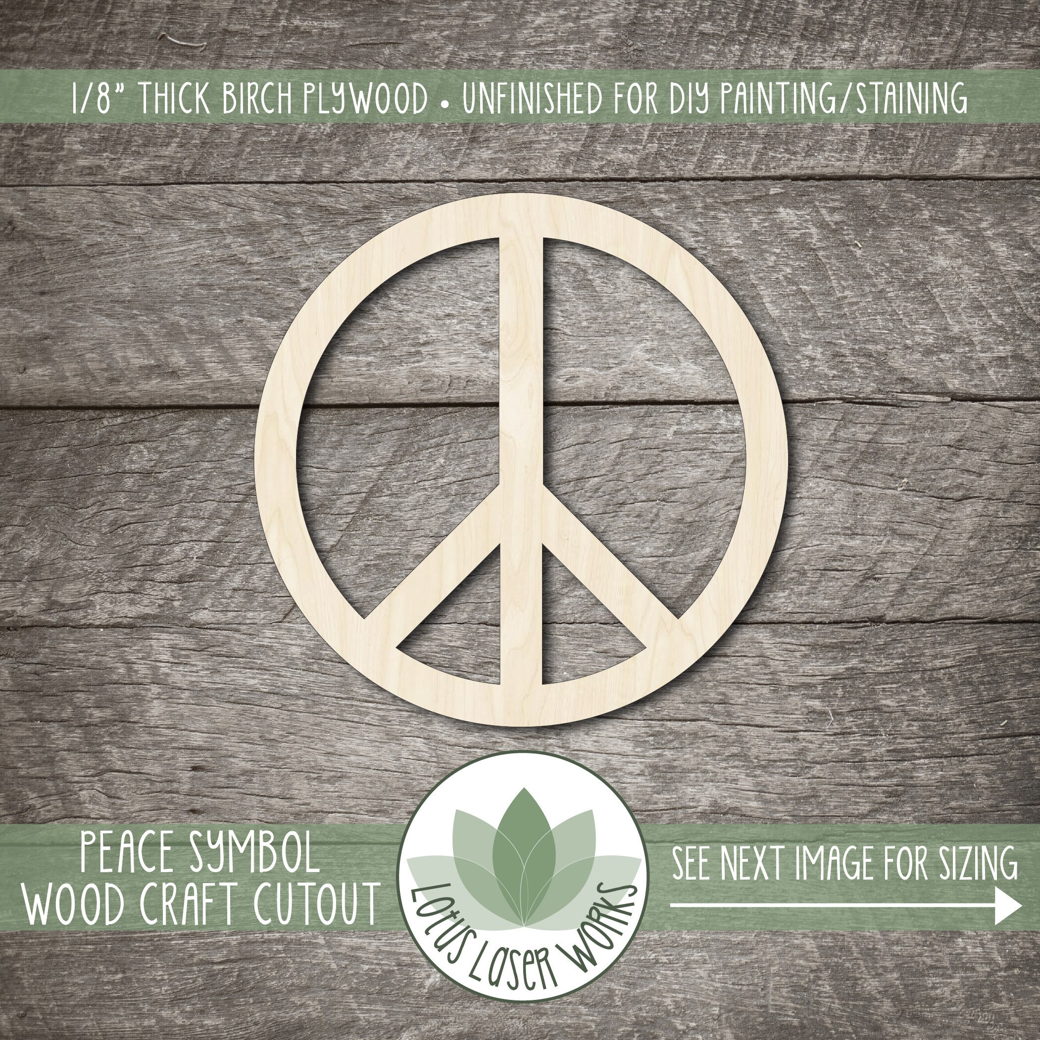 Woodcraft Cutout Peace Sign Laser Cut Out Wood Shape Craft Supply ...