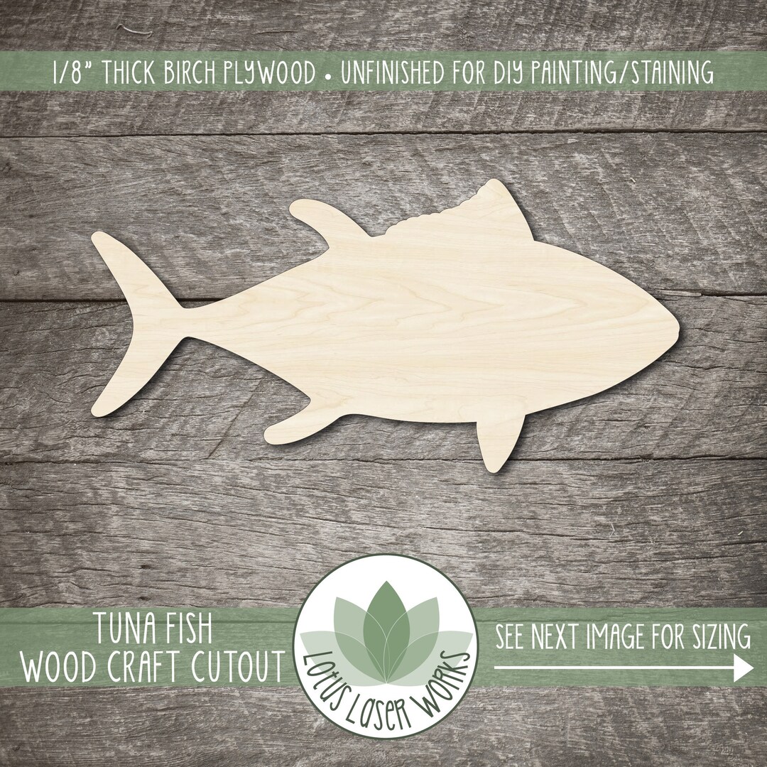 Wood Tuna Shape - Unfinished Wooden Crafting Pieces - Painting Blanks ...