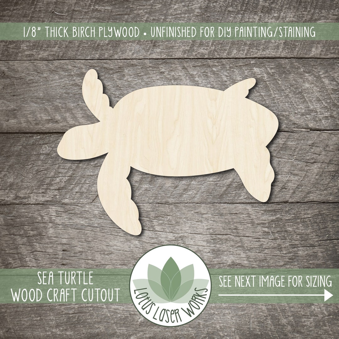 Sea Turtle Wood Shape - Laser Cut Blanks - Unfinished Wooden Craft ...
