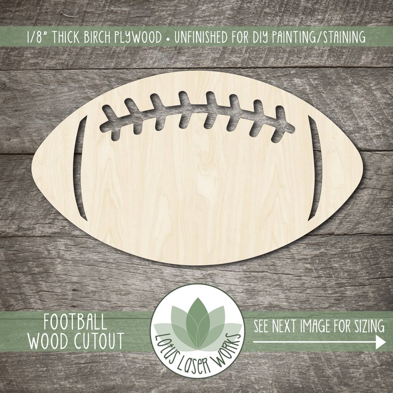 Football Shape Unfinished Wooden Cutouts Wood Craft - Etsy