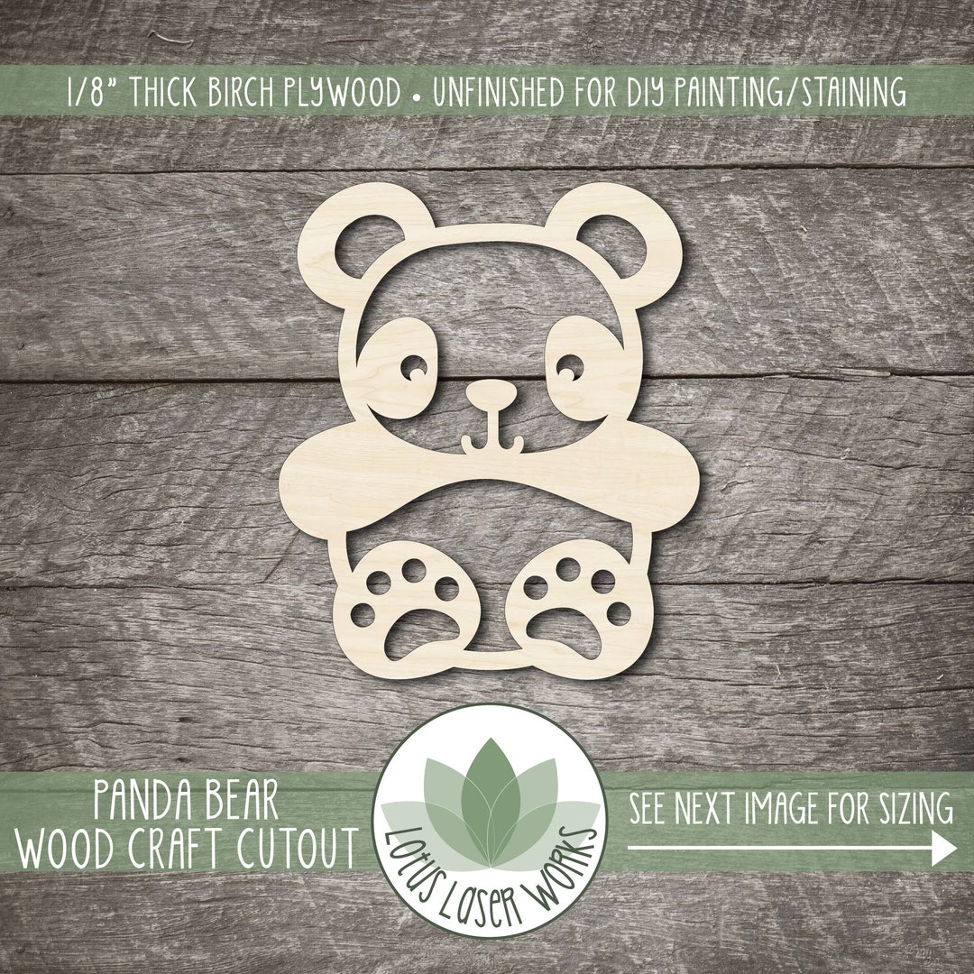 Panda Bear Wood Cutout, Unfinished Wood Blanks, Wood Craft Shapes ...
