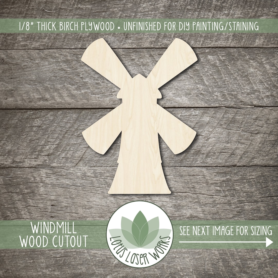Dutch Windmill Wood Shape, Wood Craft Supply, Laser Cut Wood Windmill ...