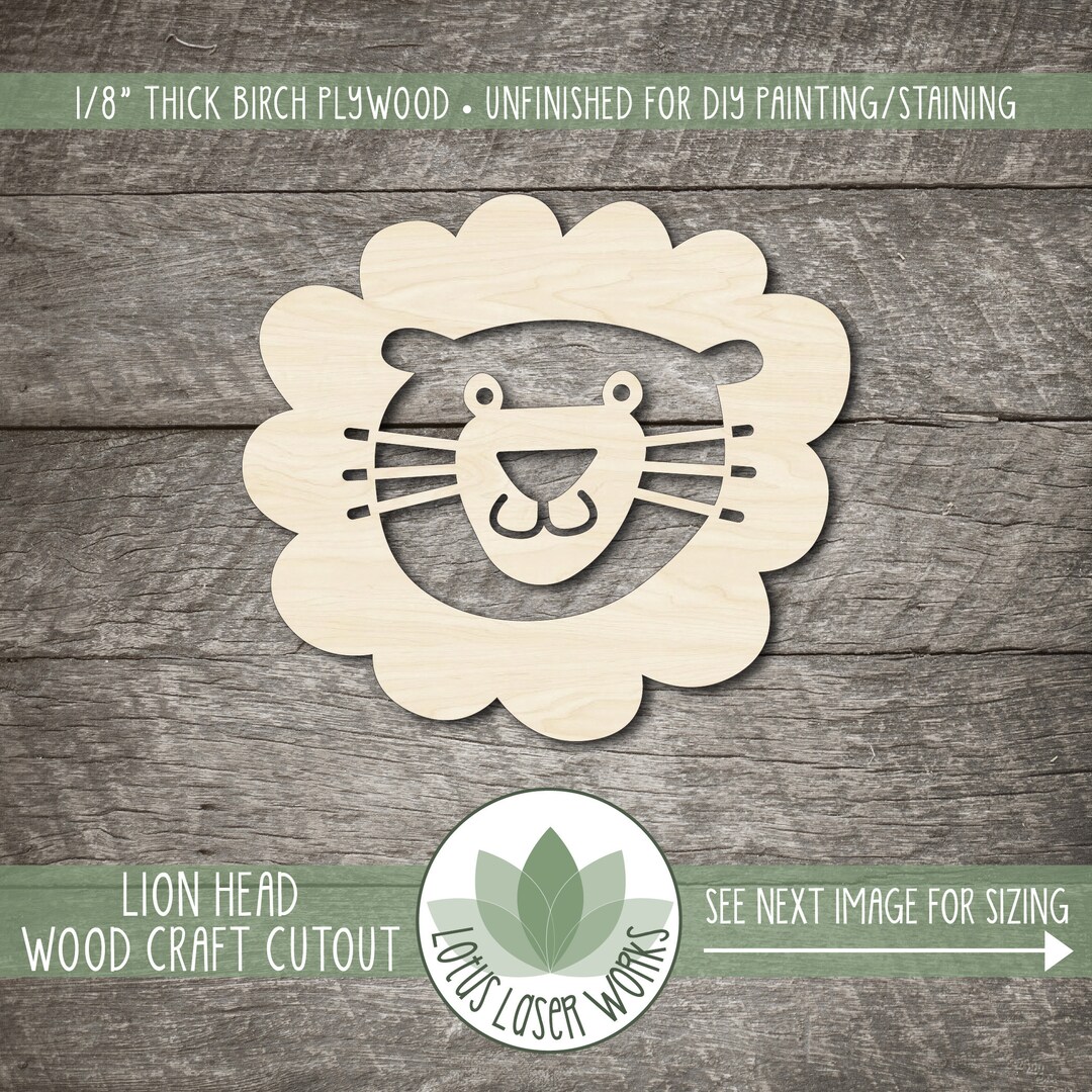 Lion Head Wood Cutout: Unfinished Birch Plywood, DIY Craft Shape - Etsy