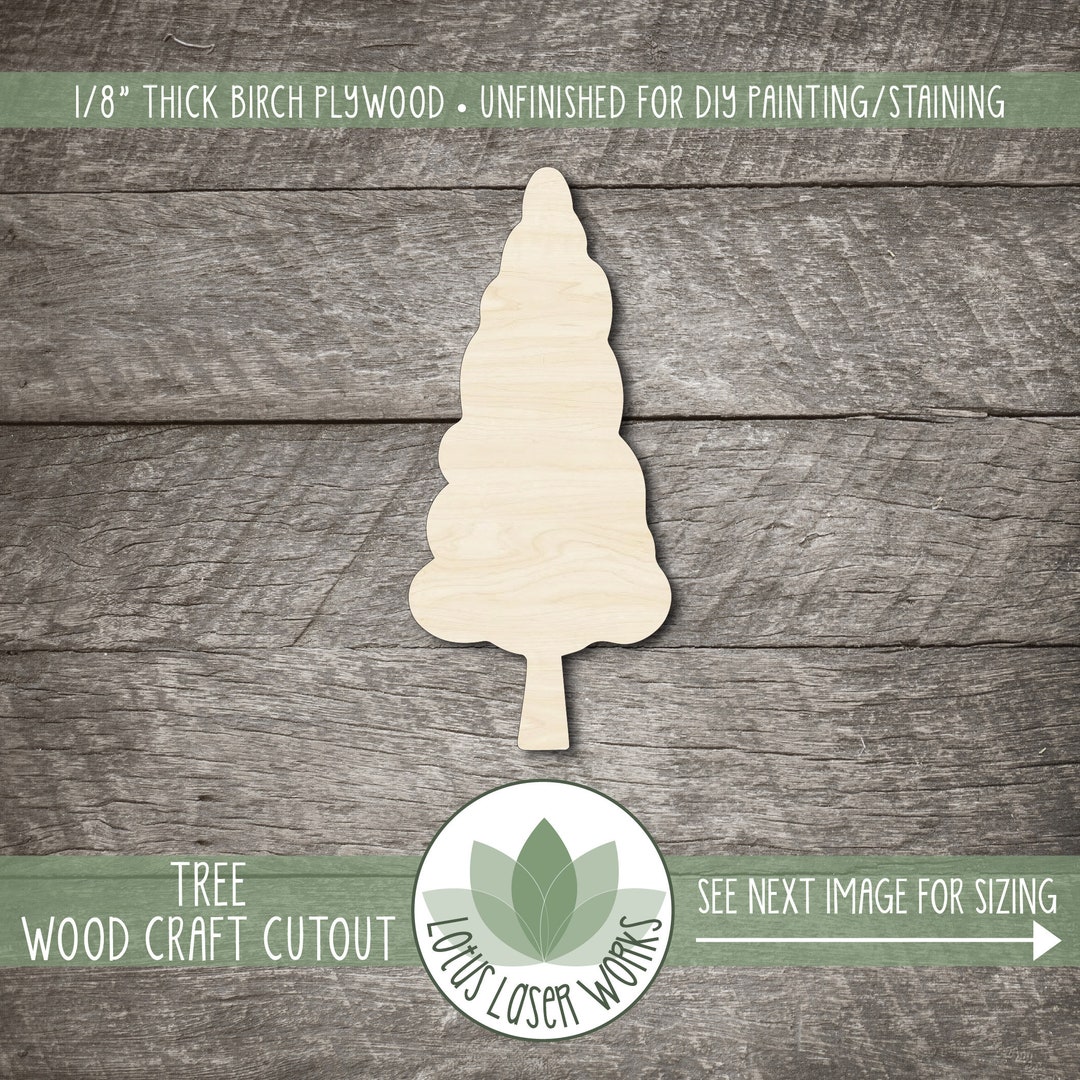 Tree Wood Shape, Unfinished Wood Craft Blanks, Laser Cut Wooden Tree ...