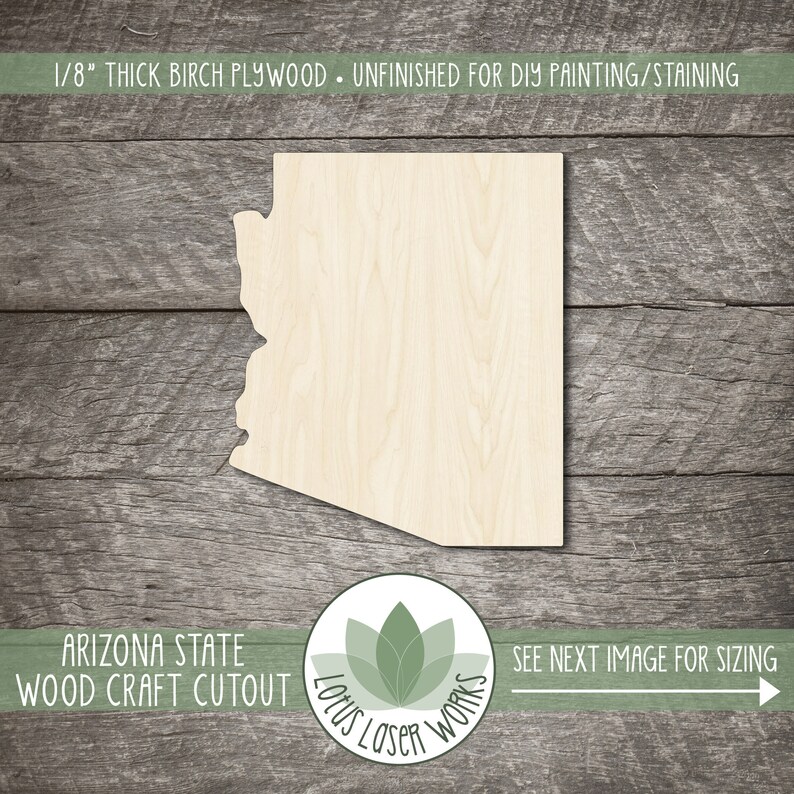 Arizona State Wood Shape Unfinished Wooden Craft Cutout - Etsy