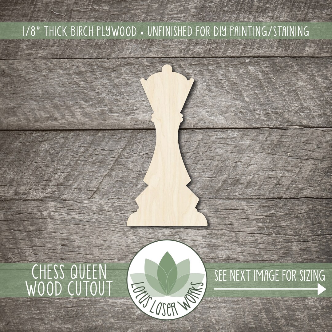 Queen Chess Piece Wood Shapes, Unfinished Wood Craft Cutouts, Laser Cut ...