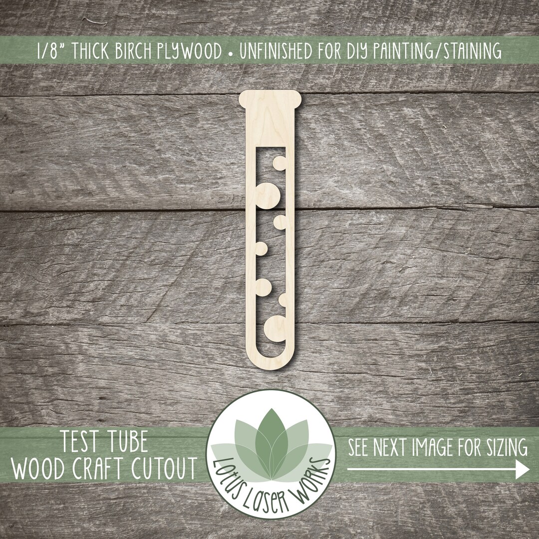 Test Tube Wood Cutout, Laser Cut Craft Shapes, Unfinished Wooden Blanks ...