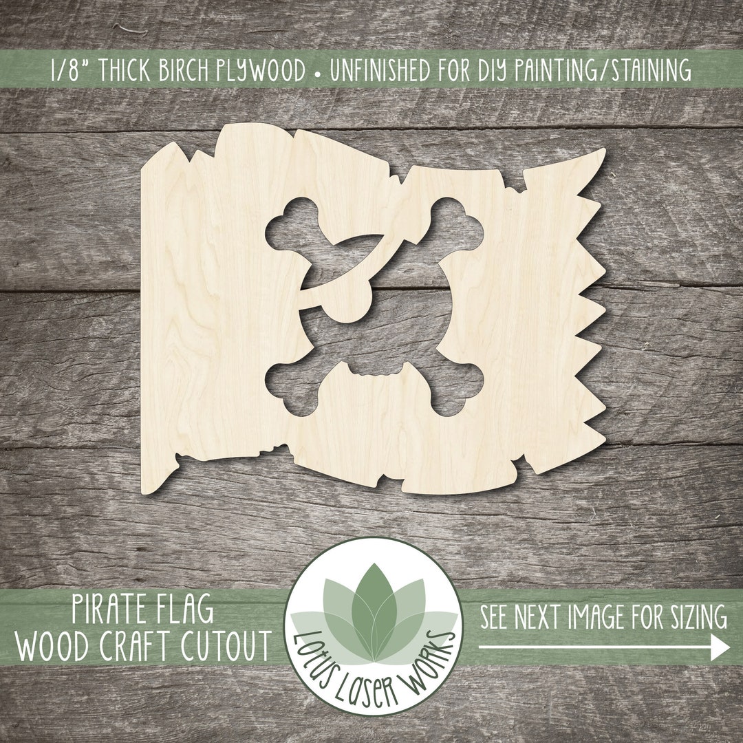 Pirate Ship Flag Wood Shape, Pirate Themed Cutouts for DIY Craft ...