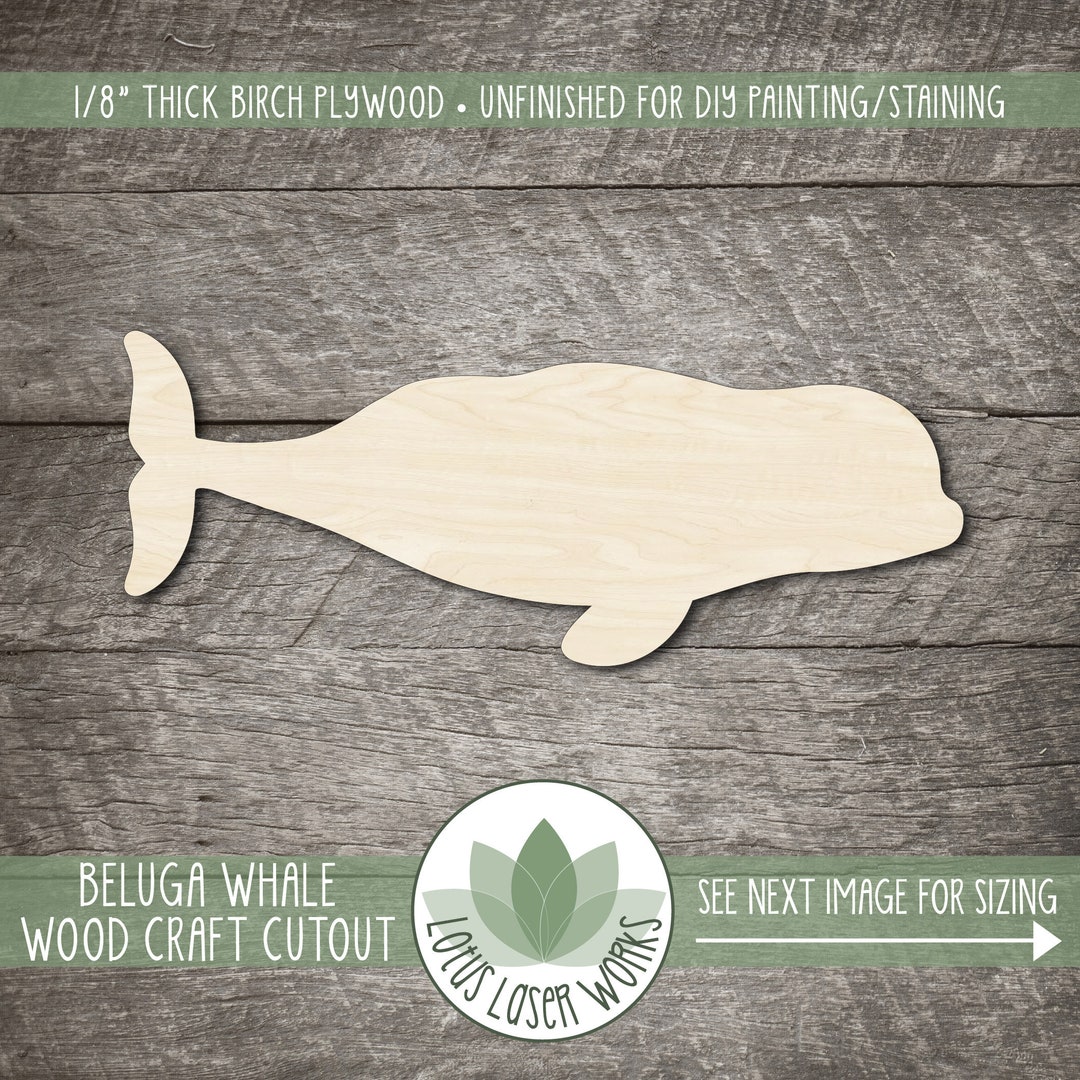 Wood Beluga Whale Laser Cut Shape, DIY Beach House Decor, Unfinished ...