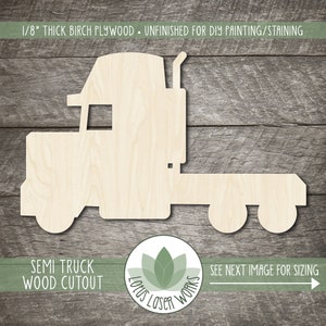 Wood Semi Truck Cutout, Blank Wood Craft Shapes, Wooden 18-wheeler ...