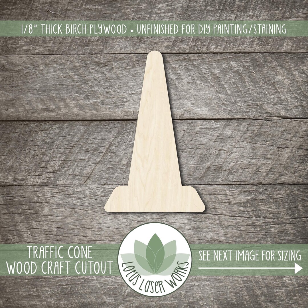 Wood Cutouts for Crafts: Traffic Cone Shape, Unfinished Laser Cut ...