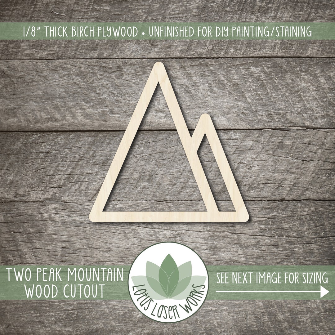 Wood Mountain Cutout, Unfinished Wood Mountain Outline Shape, Laser Cut ...