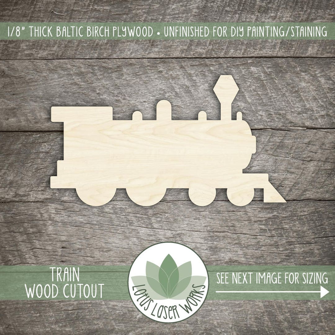 Wood Craft Shapes, Train Engine Wooden Cutout for DIY Craft Projects ...