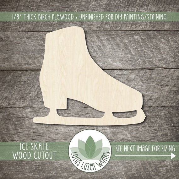 Ice Skate Laser Cut Out Wood Shape Craft Supply Woodcraft Cutout Craft ...