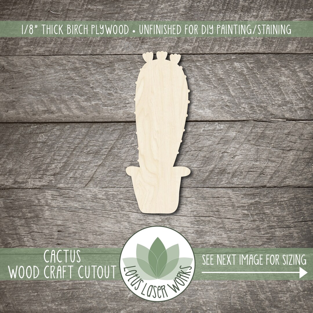 Wood Cactus Cutout, Unfinished Wood Blanks, Laser Cut Craft Shapes - Etsy