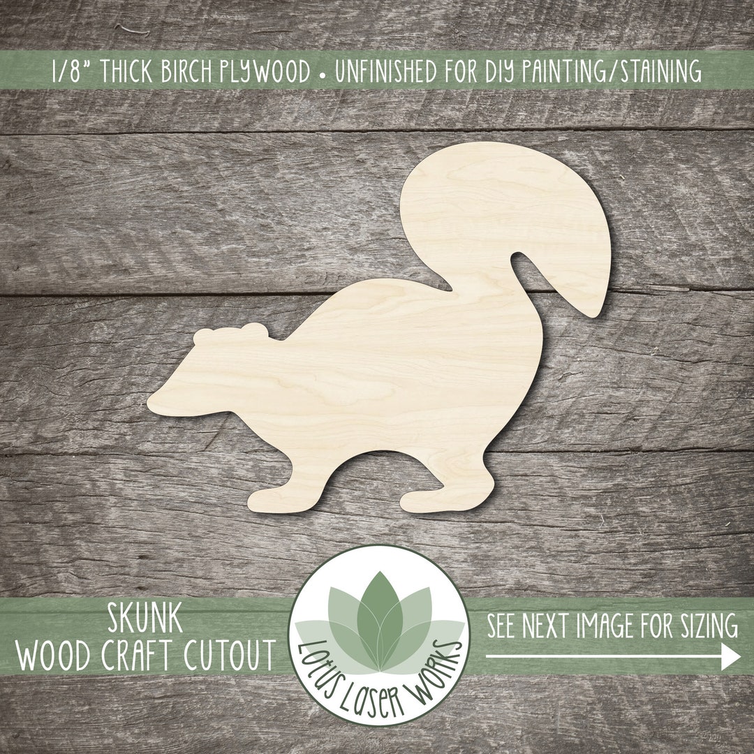 Wood Skunk Cutout, Unfinished Wooden Painting Blanks, Laser Cut Craft ...