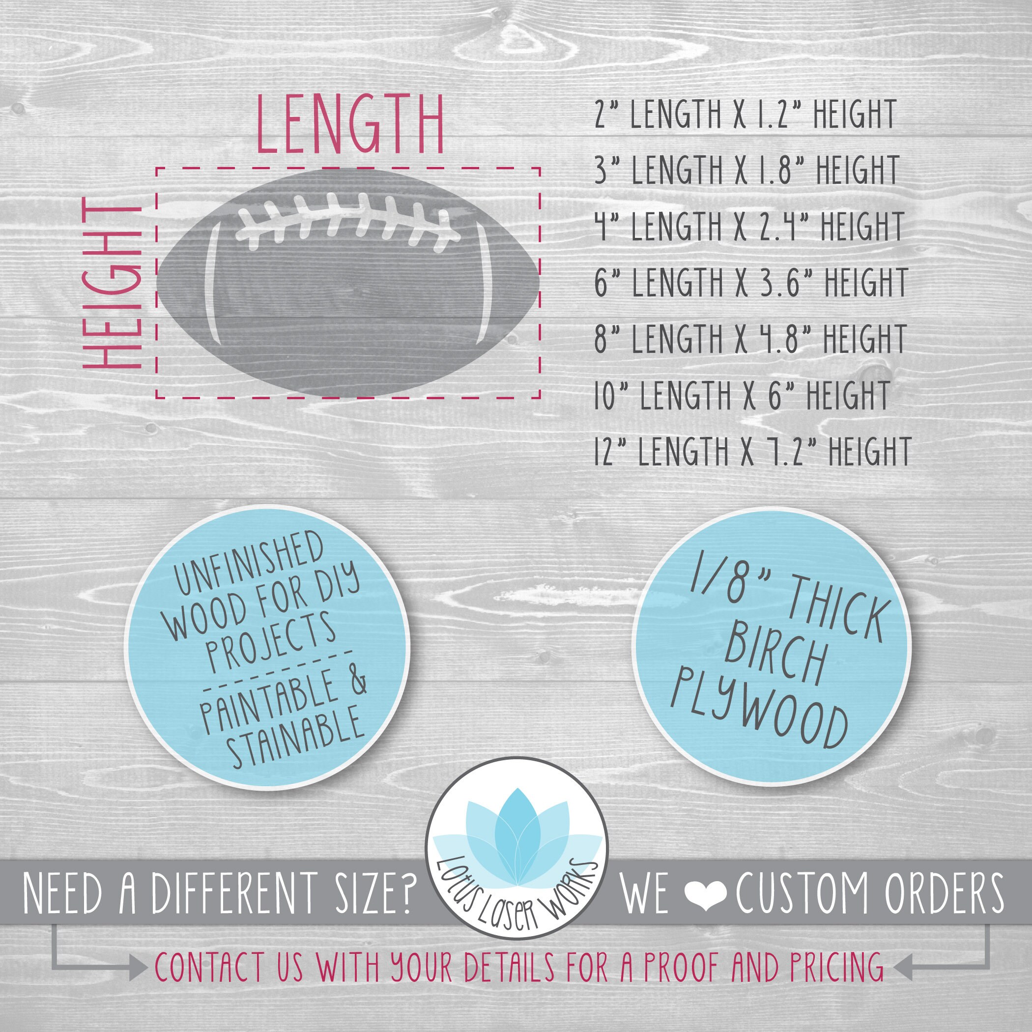 Football Shape - Unfinished Wooden Cutouts - Wood Craft Supplies - Etsy