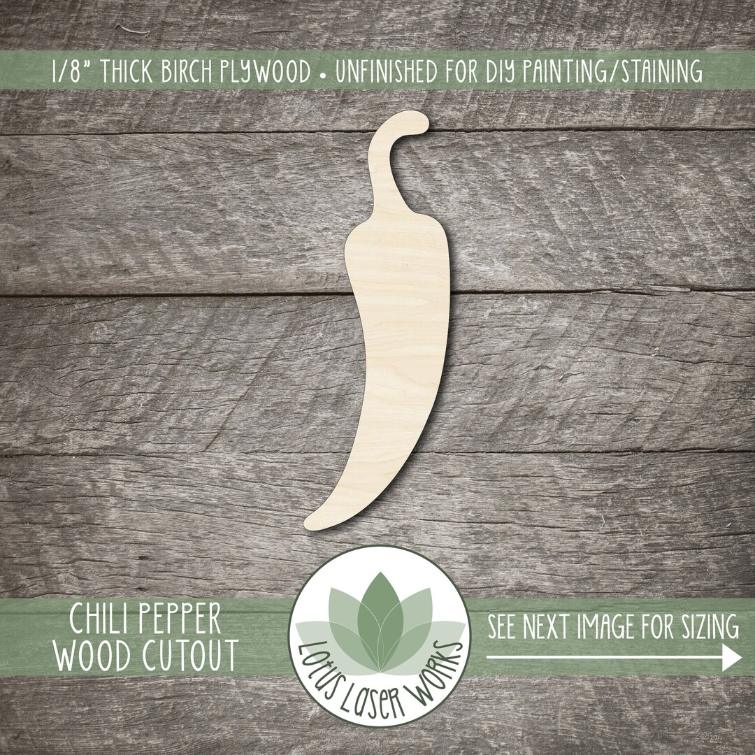 Chili Pepper Wood Shape Unfinished Wooden Craft Cutouts - Etsy