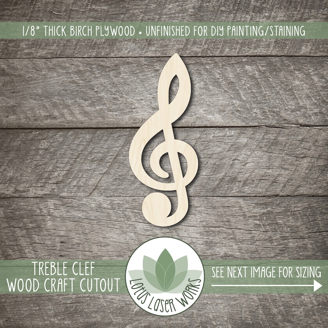 Treble Clef Wood Craft Shape, Music Shapes for DIY Projects, Painting ...