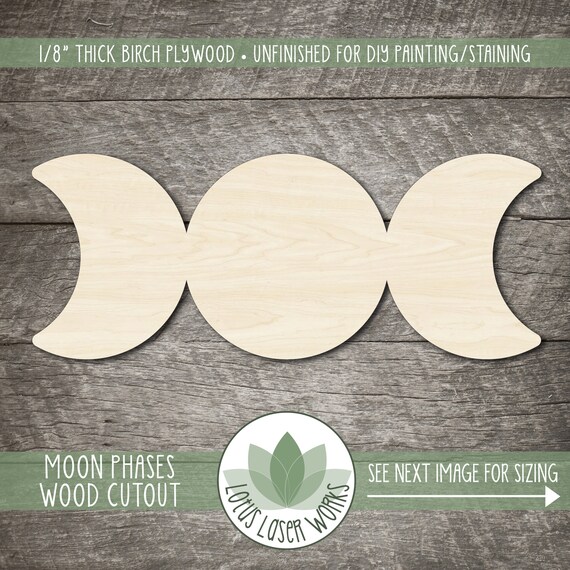 Moon Phases Wood Cutouts Laser Cut Moon Shapes Phases Of