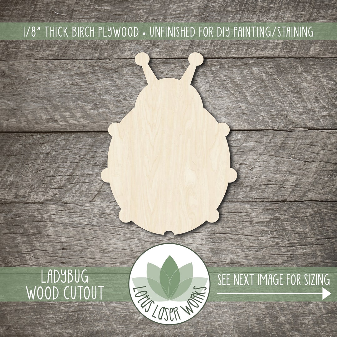 Ladybug Wood Shape, Unfinished Wooden Cutouts for DIY Craft Projects ...
