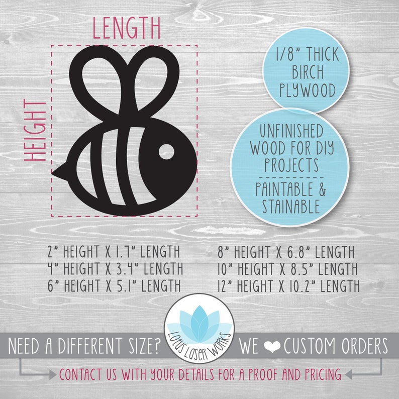 Cute Bee Wood Cutout Wooden Bumblebee Shape Nature Nursery | Etsy