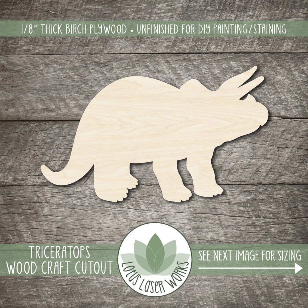 Wood Triceratops Cutout, Dinosaur Shapes for DIY Craft Projects ...