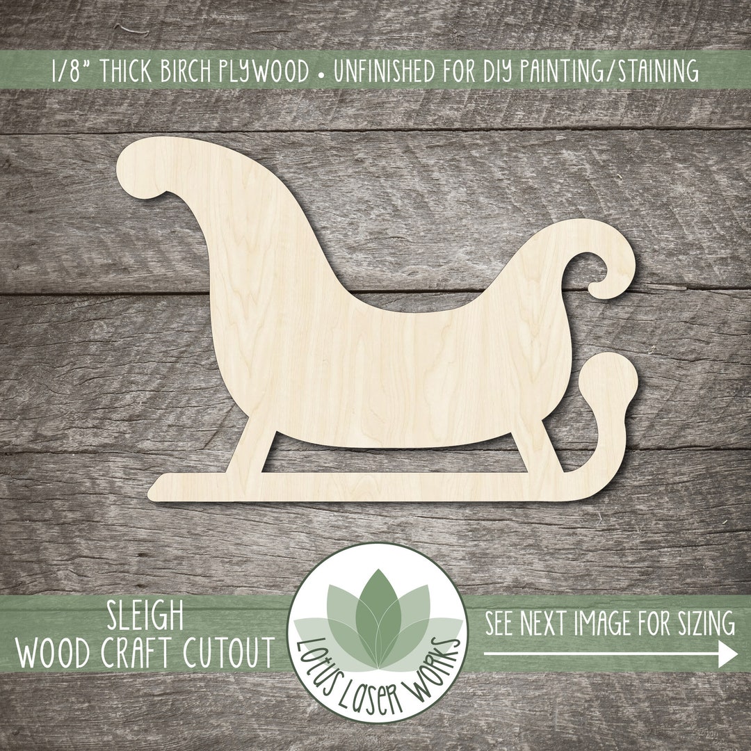 Wood Sleigh Shape, Laser Cut Craft Blanks, Unfinished Wooden Cutouts - Etsy