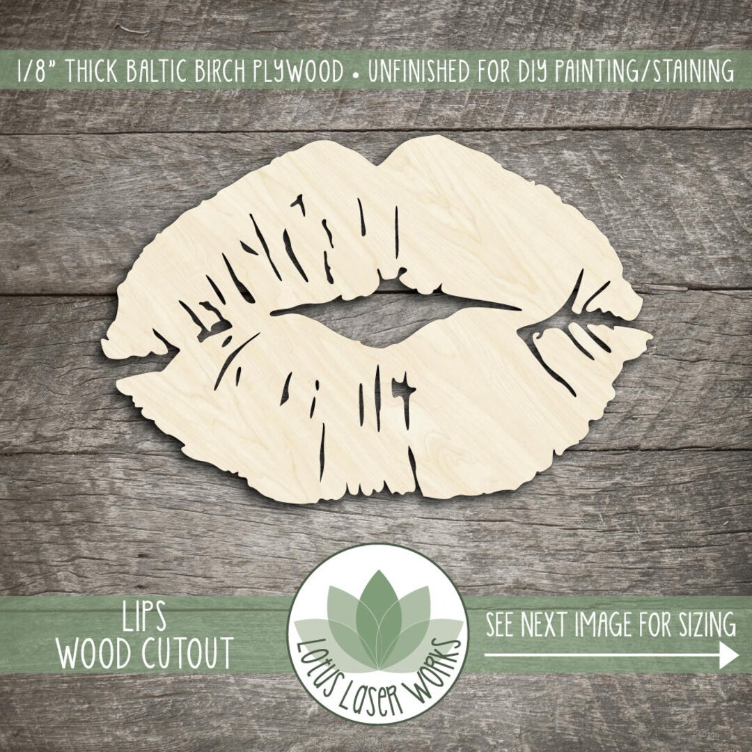 Kiss Lips Shape: Unfinished Wooden Cut Outs for Crafting, Party ...