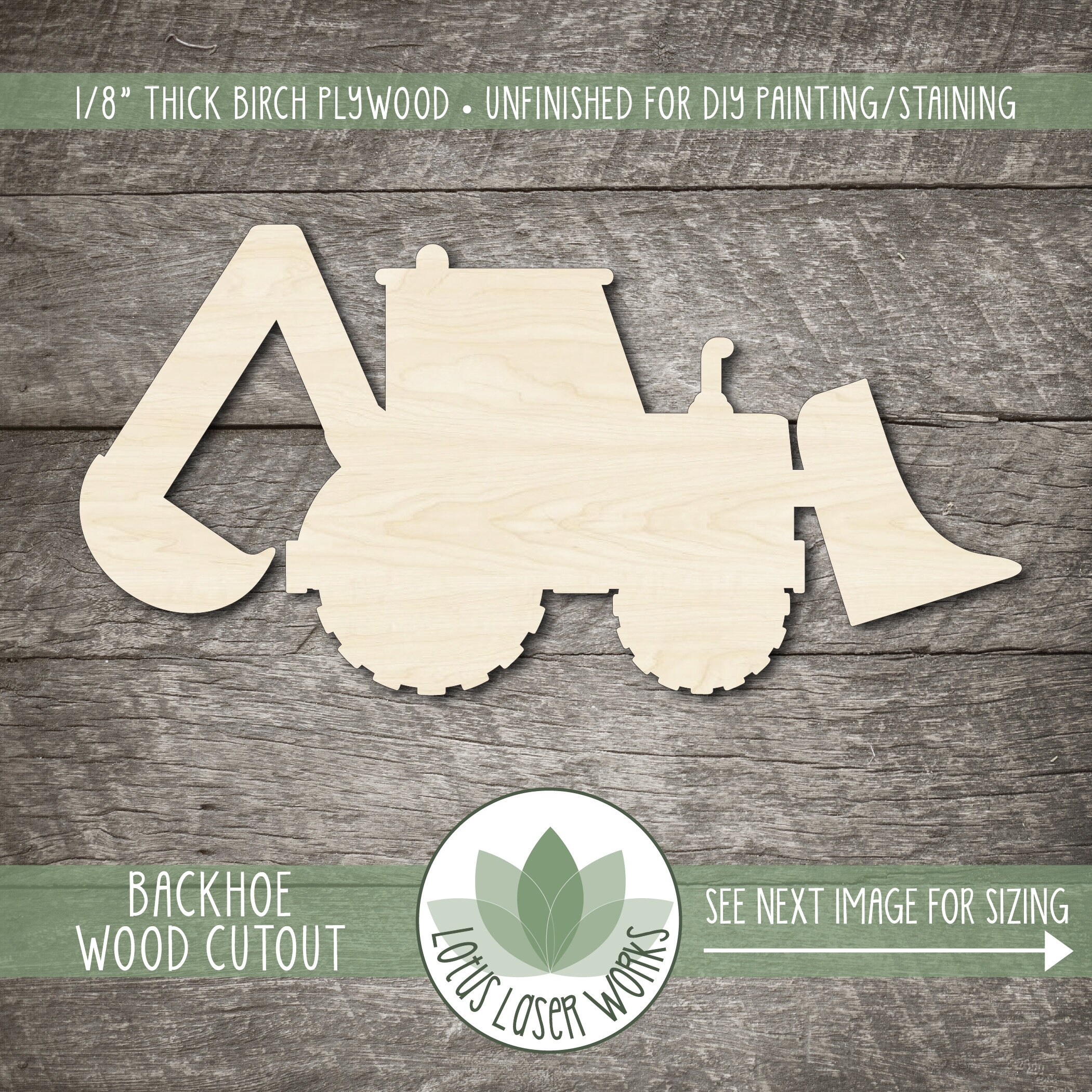 Backhoe Wood Cutout Unfinished Wood Blanks DIY Craft | Etsy