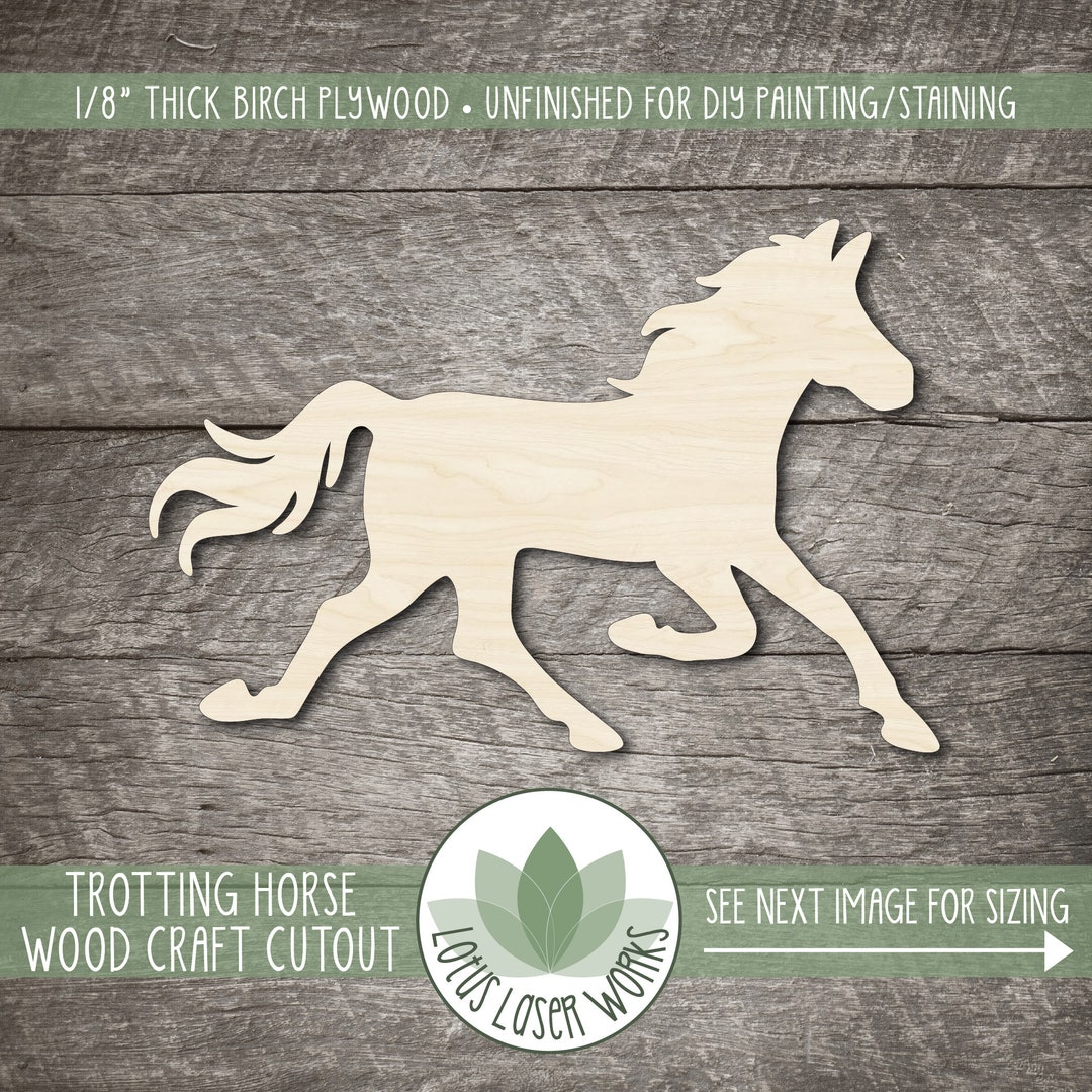 Wood Horse Shape: Unfinished Cutouts for Crafting, Farm Animal Craft ...