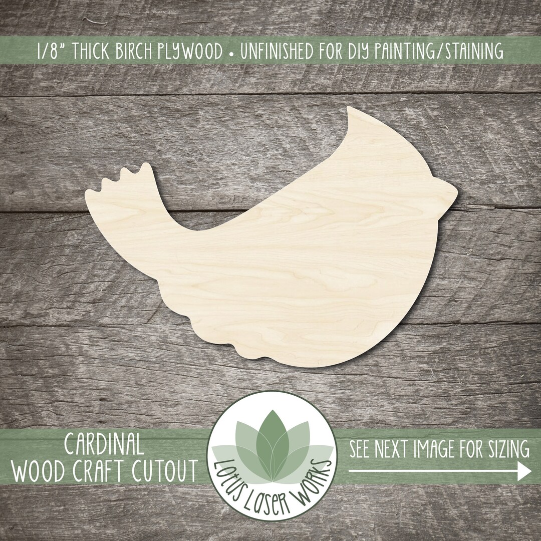 Cardinal Wood Cutout, Unfinished Wood Blanks, Wood DIY Craft Supplies ...