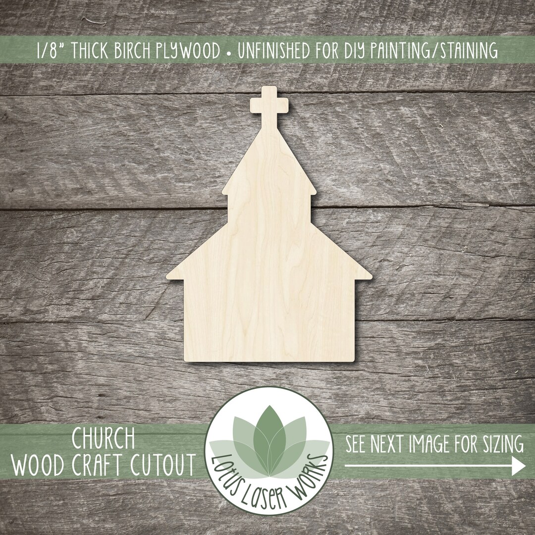Church Wood Shape: Unfinished Cutouts for Crafting, Religious Themed ...