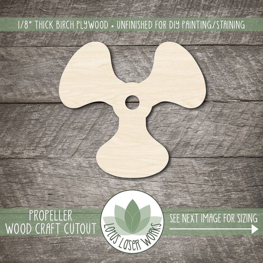 Propeller Wood Cutout, Unfinished Wood Craft Blanks, Laser Cut Wooden ...