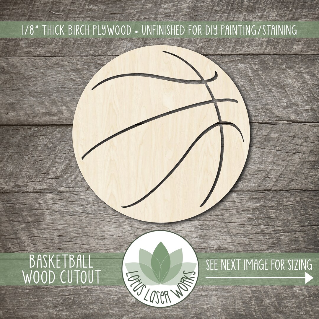 Basketball Wood Shape, Basketball Wooden Laser Cut Out, Unfinished for ...