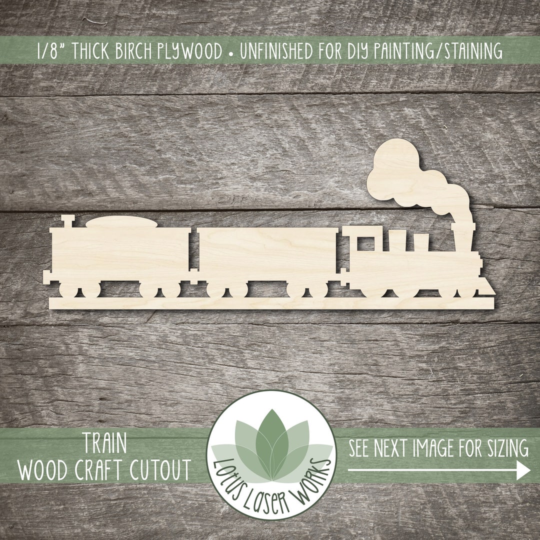 Train Wood Cutout, Train Engine and Caboose, Wood Craft Supplies ...