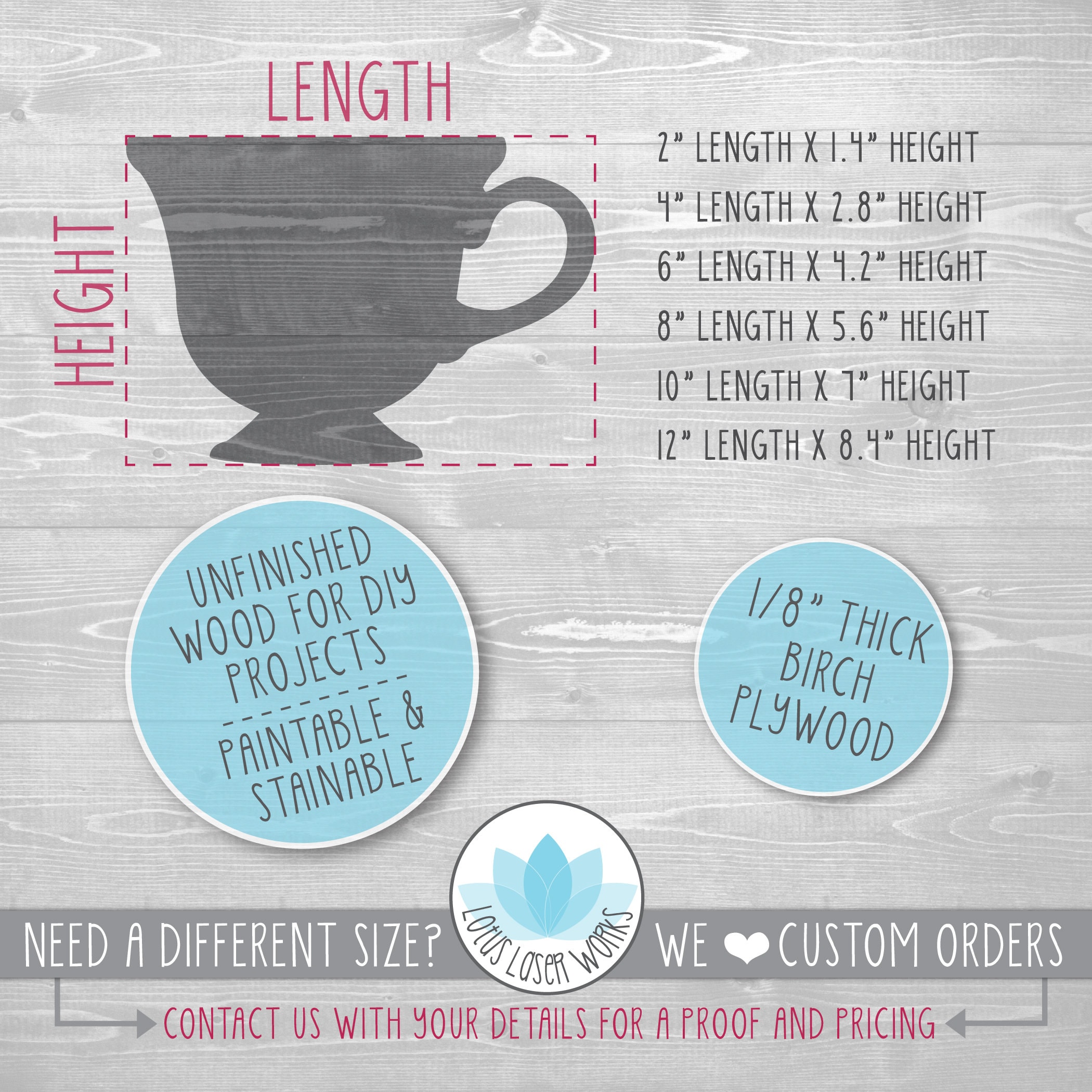 Teacup Wood Cutout DIY Craft Embellishment Unfinished Wood | Etsy