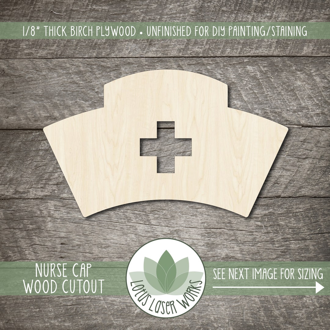 Nurse Cap Wood Shape, Unfinished Wood Cutouts for DIY Craft Projects ...