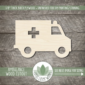 Ambulance Cutout: Wood Craft Supplies, Unfinished Shapes for Crafting ...