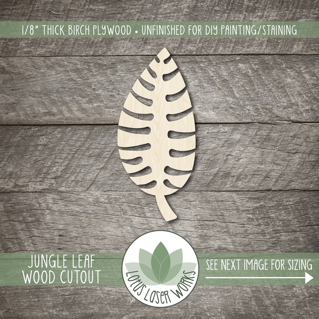 Jungle Leaf Shape - Laser Cut Unfinished Wood Cutouts for Craft ...