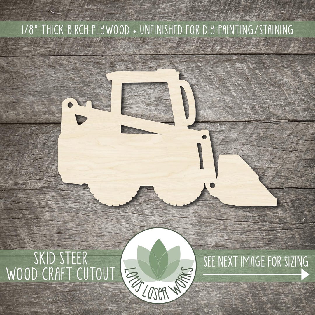 Skid Steer Shape, Wood Construction Cutouts for Crafting, Unfinished ...