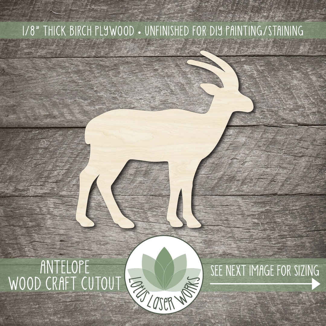 Antelope Wood Cutout, Laser Cut Wooden Animal Shapes, DIY Craft ...