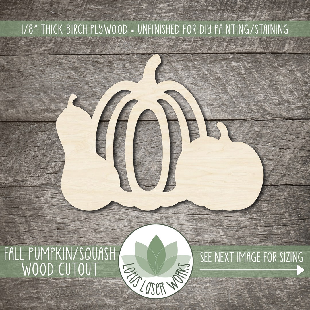 Wood Craft Shapes, Pumpkin and Squash Fall Wooden Cutout, Unfinished ...