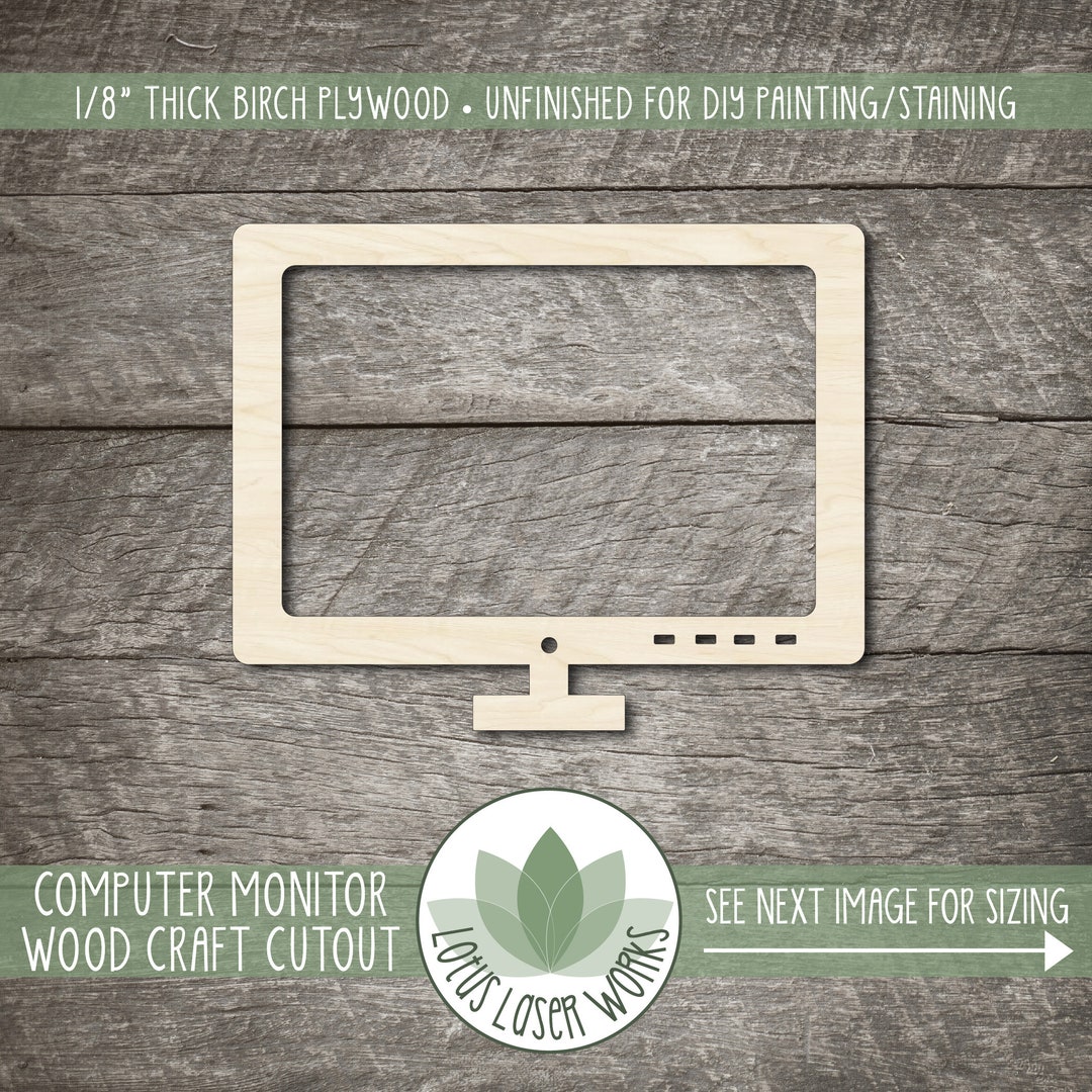 Computer Monitor Shape, Laser Cut Wood Blanks, Unfinished Wooden Craft ...