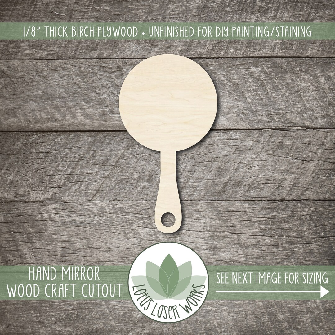 Wood Hand Mirror Shape, Laser Cut Craft Blanks, Unfinished Wooden ...