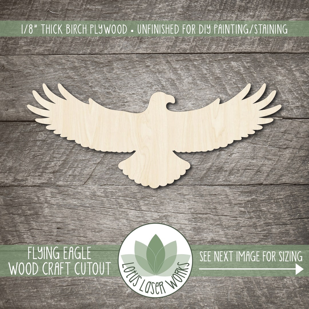 Wood Flying Eagle Cutout, Blank Wood Craft Embellishments, Wooden Eagle ...