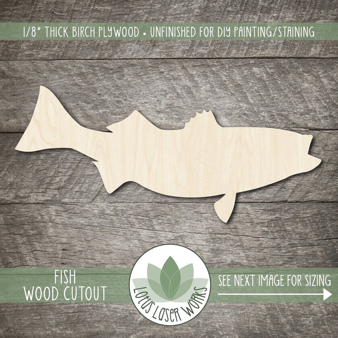 Fish Wood Shape, Fishing Themed Cutouts for Crafting, Painting Blanks ...