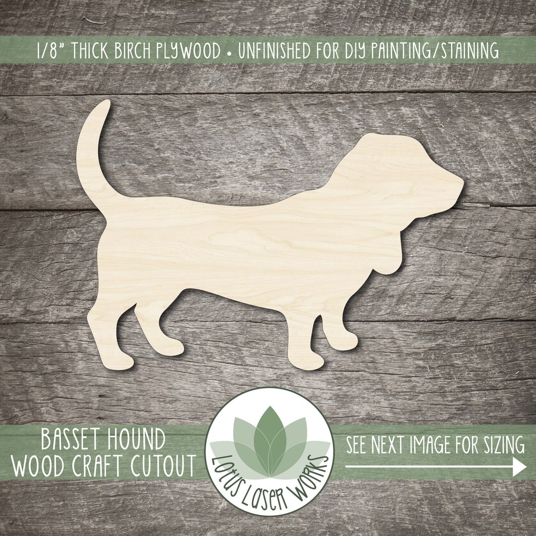Basset Hound Wood Craft Shape, Unfinished Wooden Painting Cutouts ...