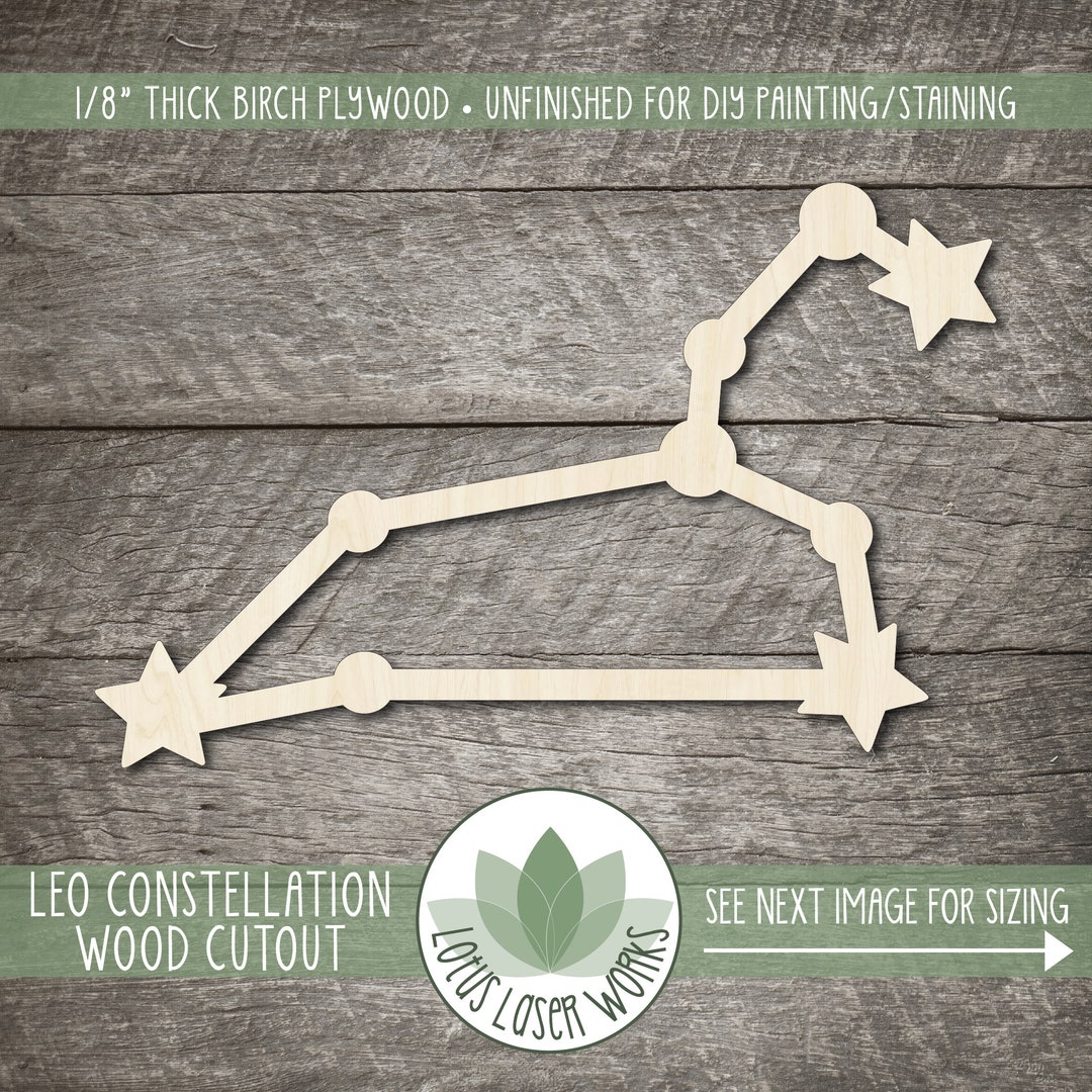 Leo Constellation Wood Cutout, Unfinished Wood Blanks, Laser Cut ...